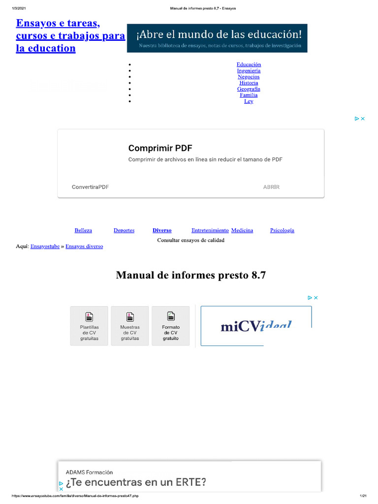 Manual de Informes Presto 8.7 - Diseño de Informes | PDF