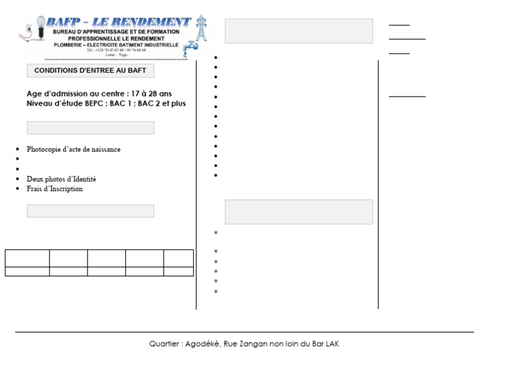 Conditions d'admission au BAFT 2023 | PDF | Métallurgie | Outils