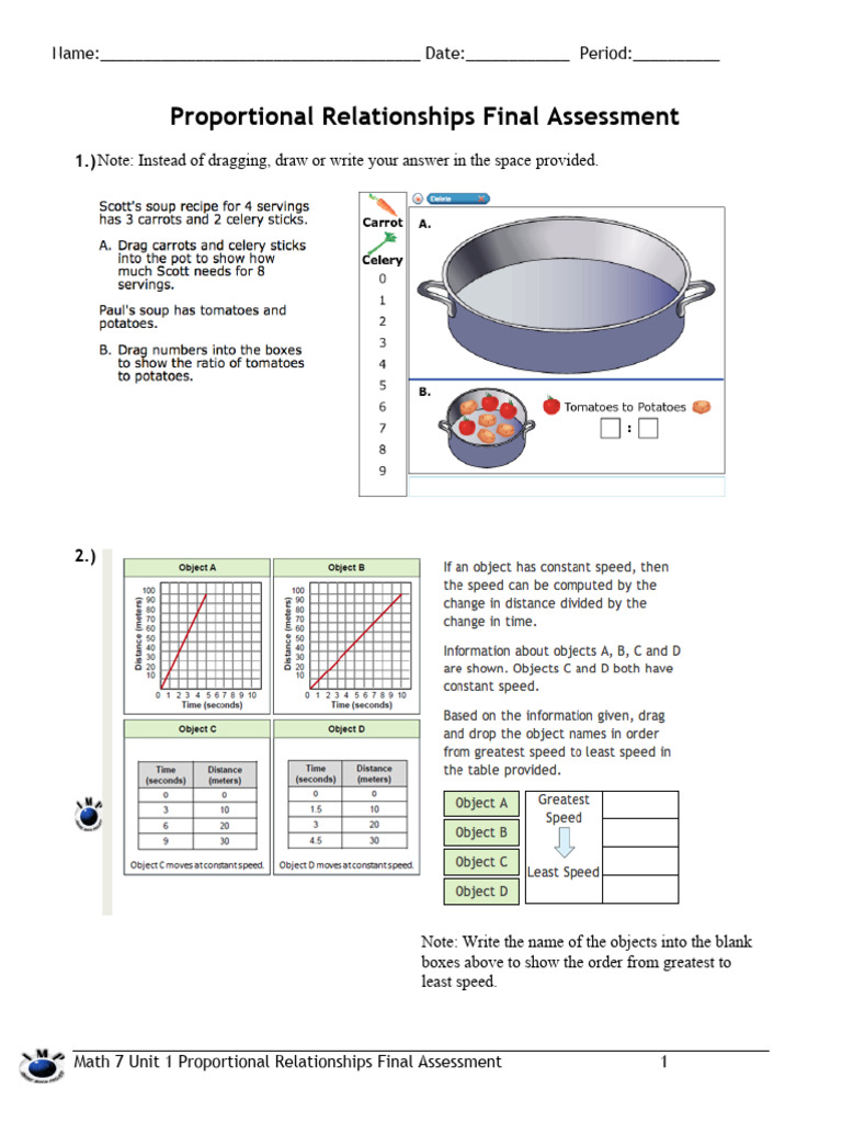 7th Grade Proportional Relationships Test | PDF