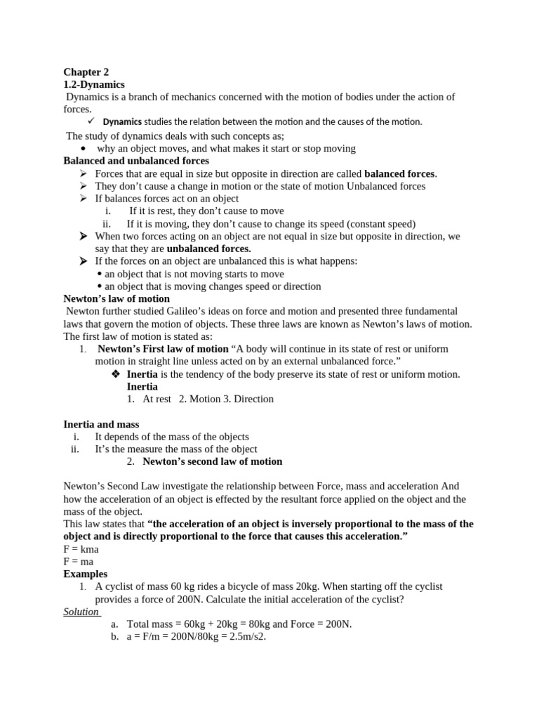Chapter 2 Form Four Physics | PDF | Inertia | Force