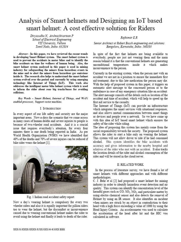 Analysis of Smart Helmets and Designing An IoT Based Smart Helmet A Cost Effective Solution For ...