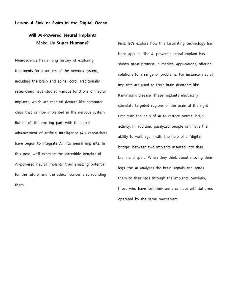 Lesson 4 Sink or Swim in The Digital Ocean | PDF | Nervous System ...