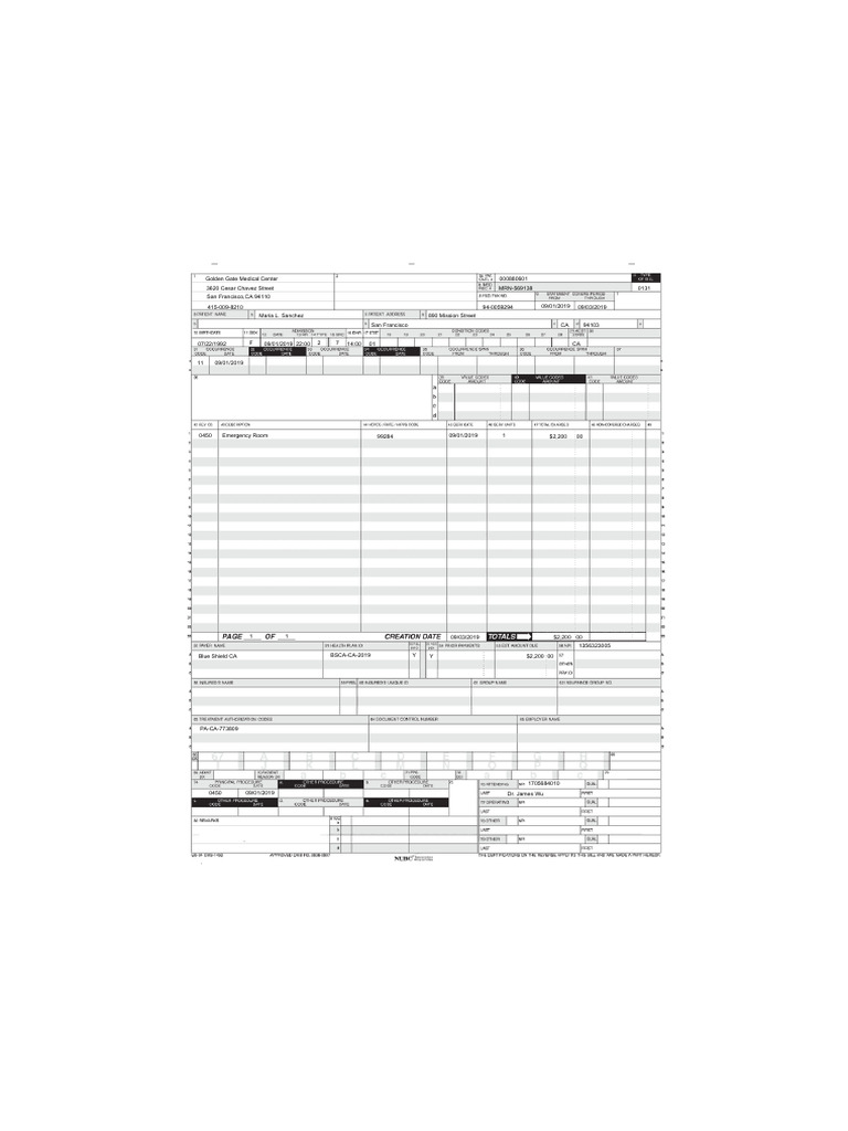 Ub 04 Form Fill Online Printable Fillable Blank | PDF