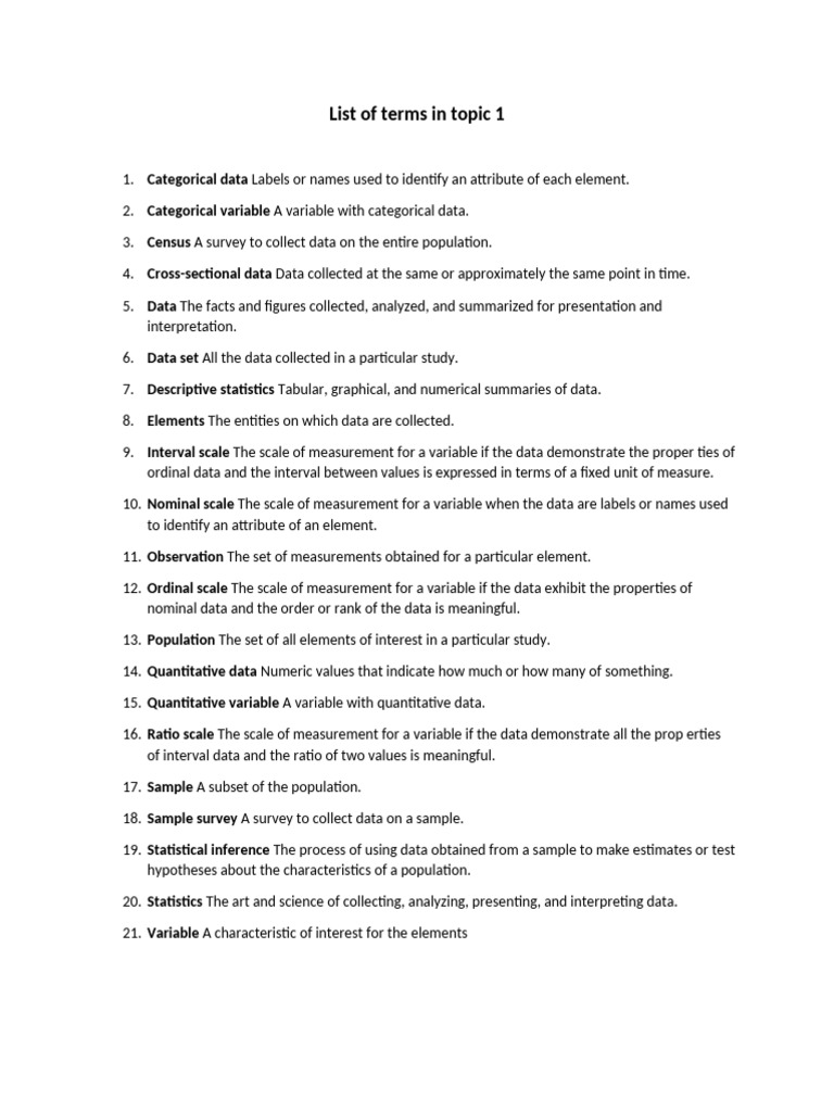 Key Terms in Data Analysis Concepts | PDF