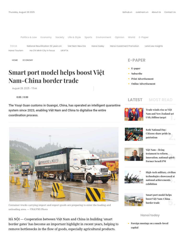 Smart Port Model Helps Boost Việt Nam-China Border Trade | PDF ...