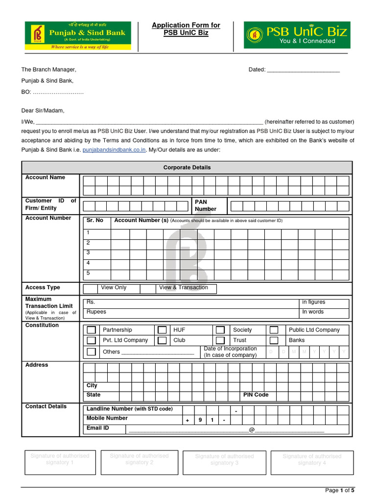 PSB UnIC Biz Registration Form | PDF | User (Computing) | Personal ...