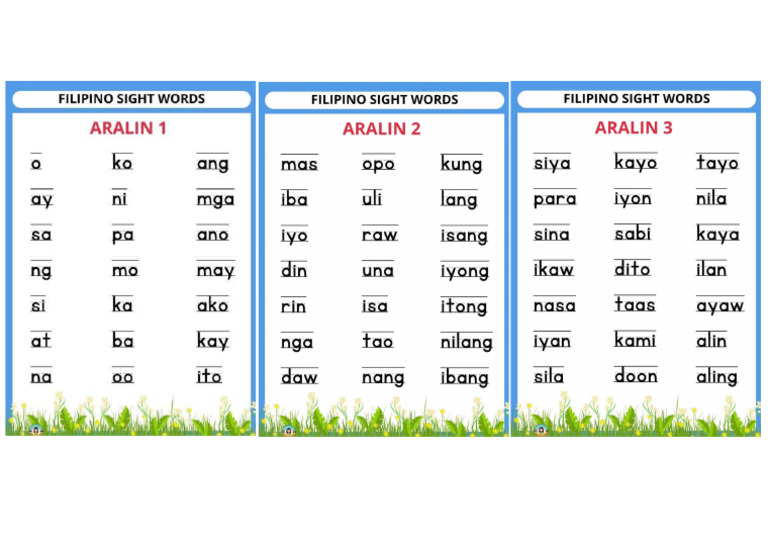 Filipino Sight Words | PDF