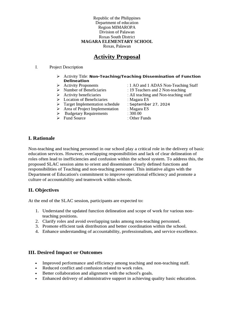 SLAC-Activity-Non-Teaching and Teaching Dissemination of Function ...