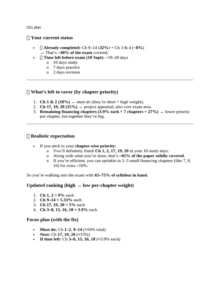 Cb1 Plan | PDF