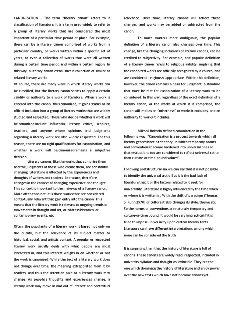Canon Literature | PDF | Postmodernism | Modernism