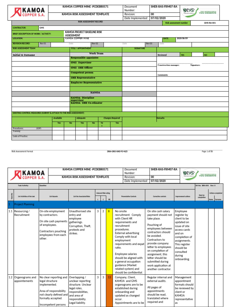 GMS Base Line Risk Assessment 2 | PDF | Road | Risk Assessment