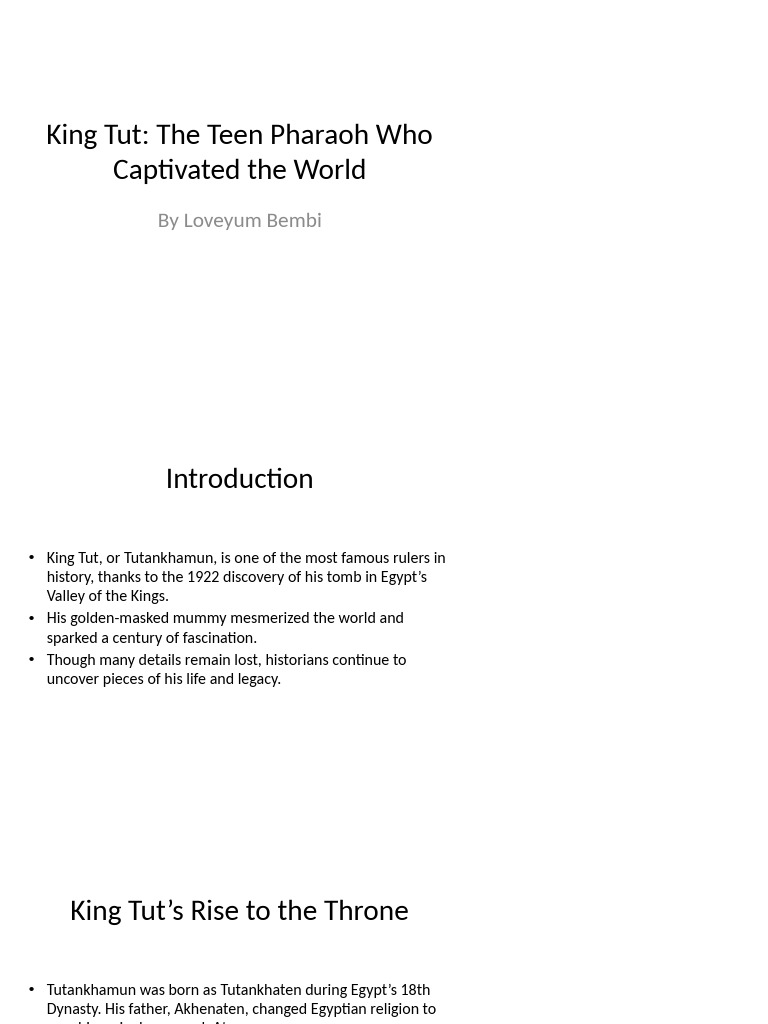 King Tut Presentation Loveyum Bembi Large | PDF | Tutankhamun | Akhenaten