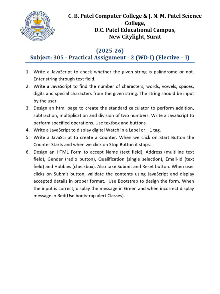 WD - 1 (305) Practical Assignment - 2 | PDF