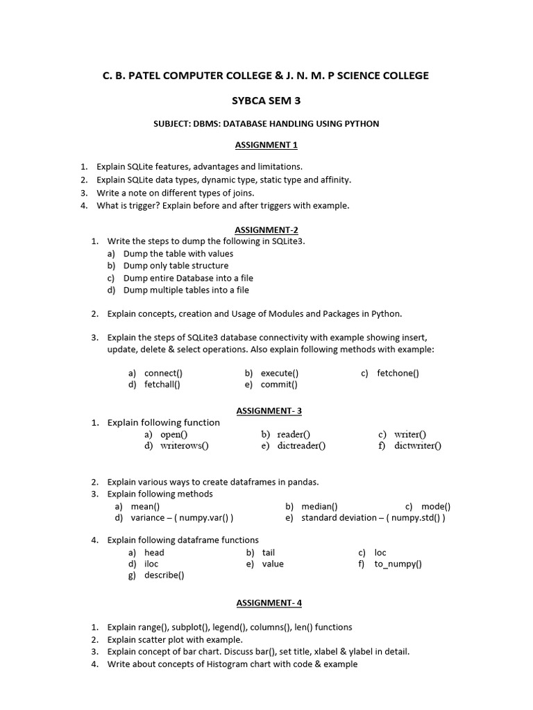 Theory Assignments 1 - 4 | PDF