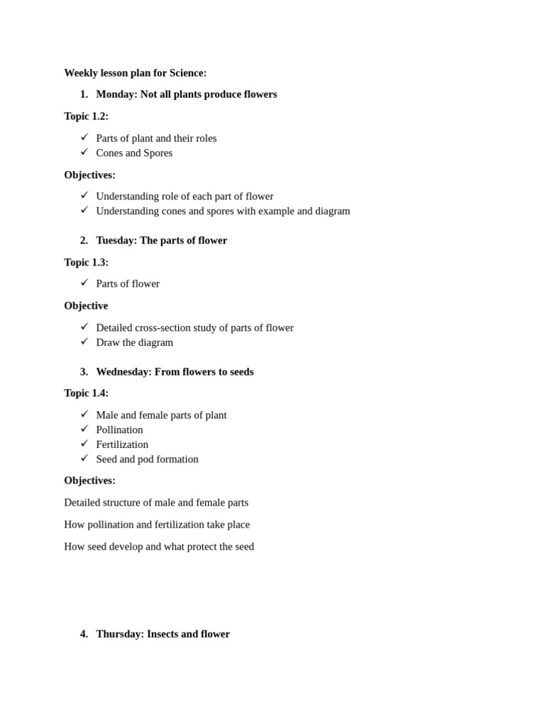 Science Lesson Plan: Plant Biology Basics | PDF