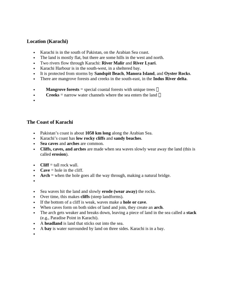Karachi's Coastal Geography Explained | PDF