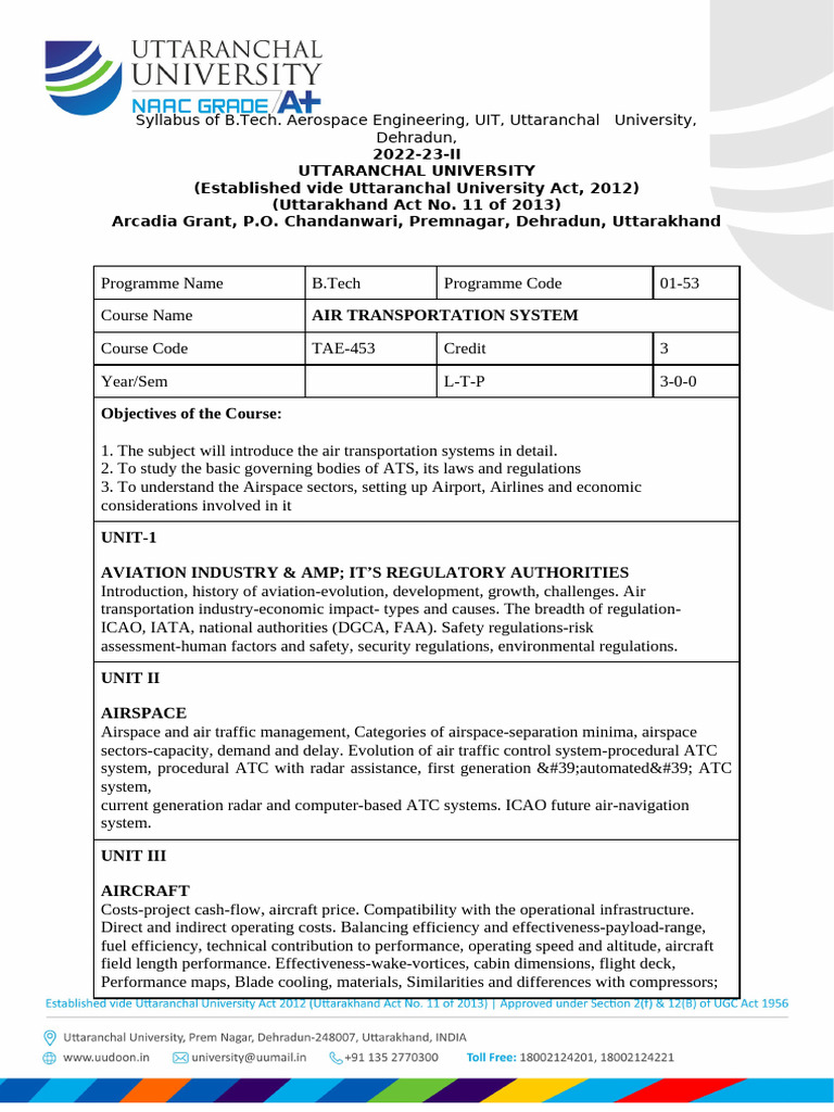453 Air Transportation System | PDF | Air Traffic Control | Aviation