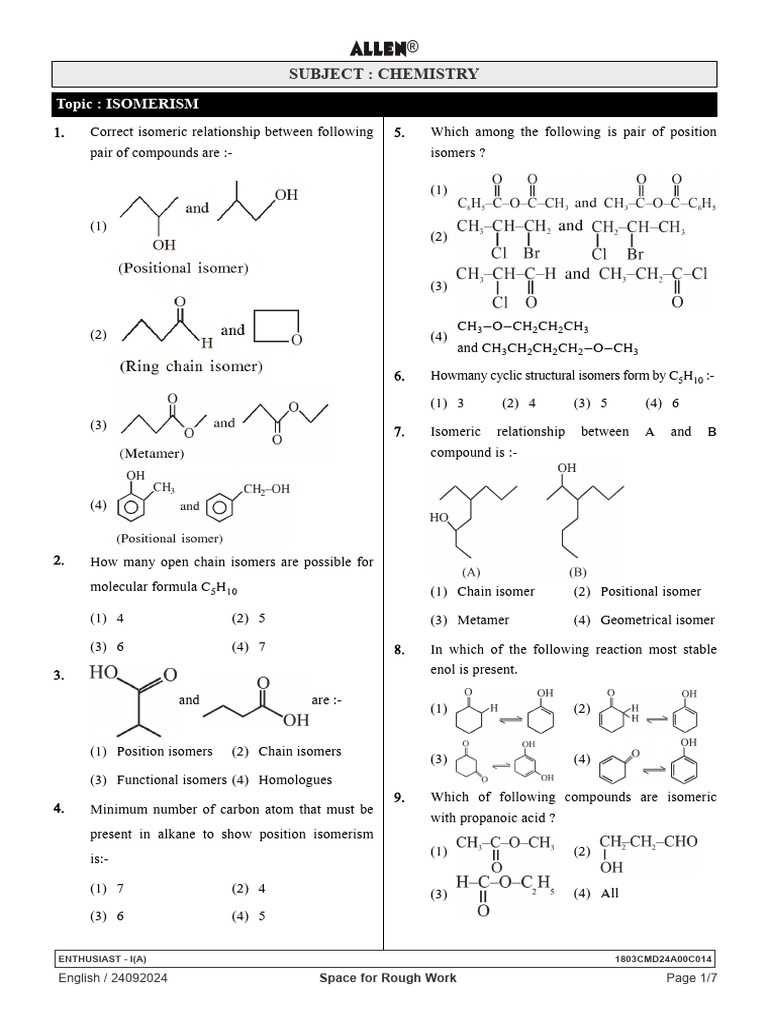 Isomerism in Organic Chemistry Explained | PDF | Isomer | Chirality ...