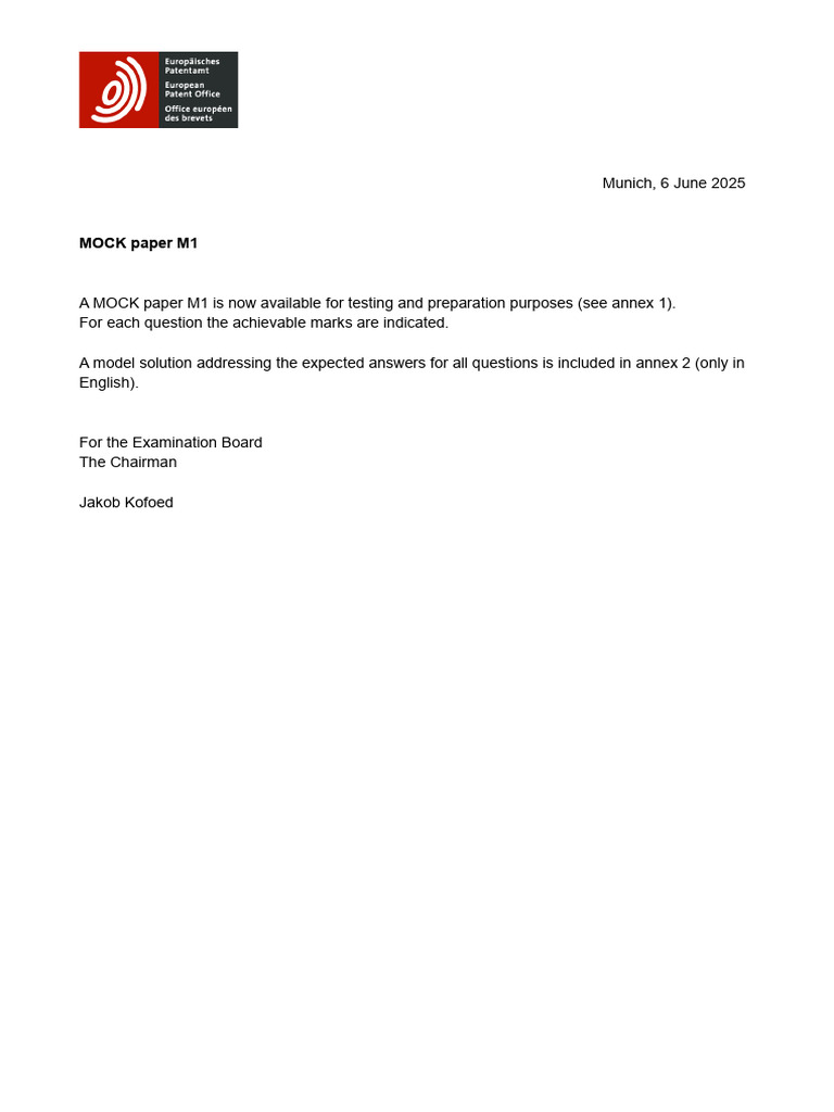 Mock Paper M1: Patent Exam Preparation | PDF | Prior Art | Novelty (Patent)