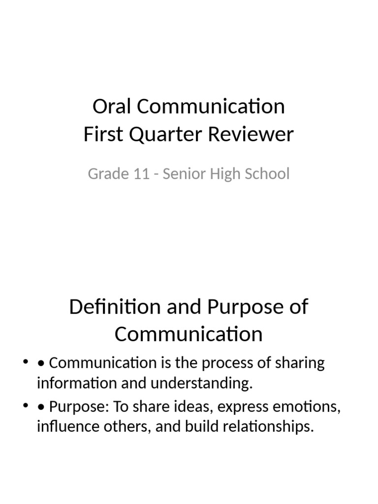 Oral Communication Quarter1 Reviewer-1 | PDF