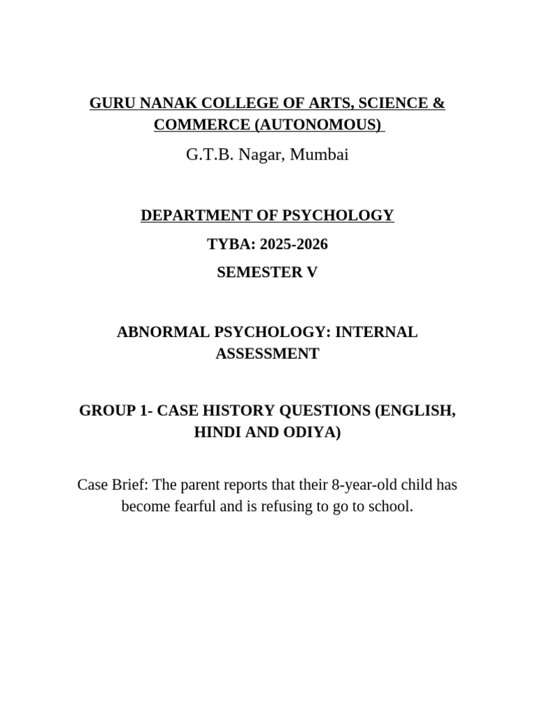 Child School Refusal Assessment Guide | PDF | Psychology | Behavioural ...