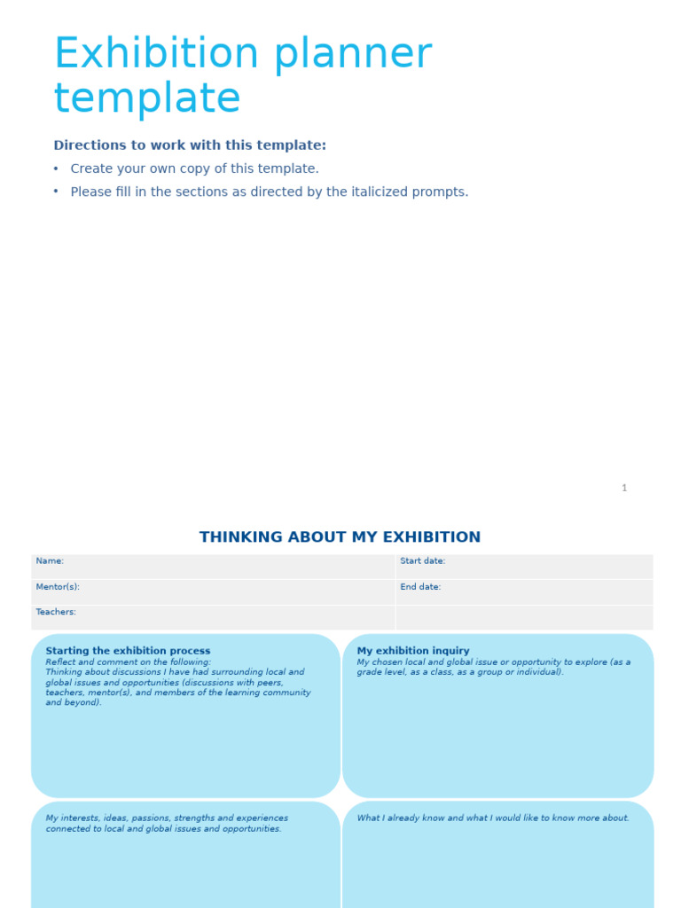Exhibition Planner en | PDF | Mentorship | Learning