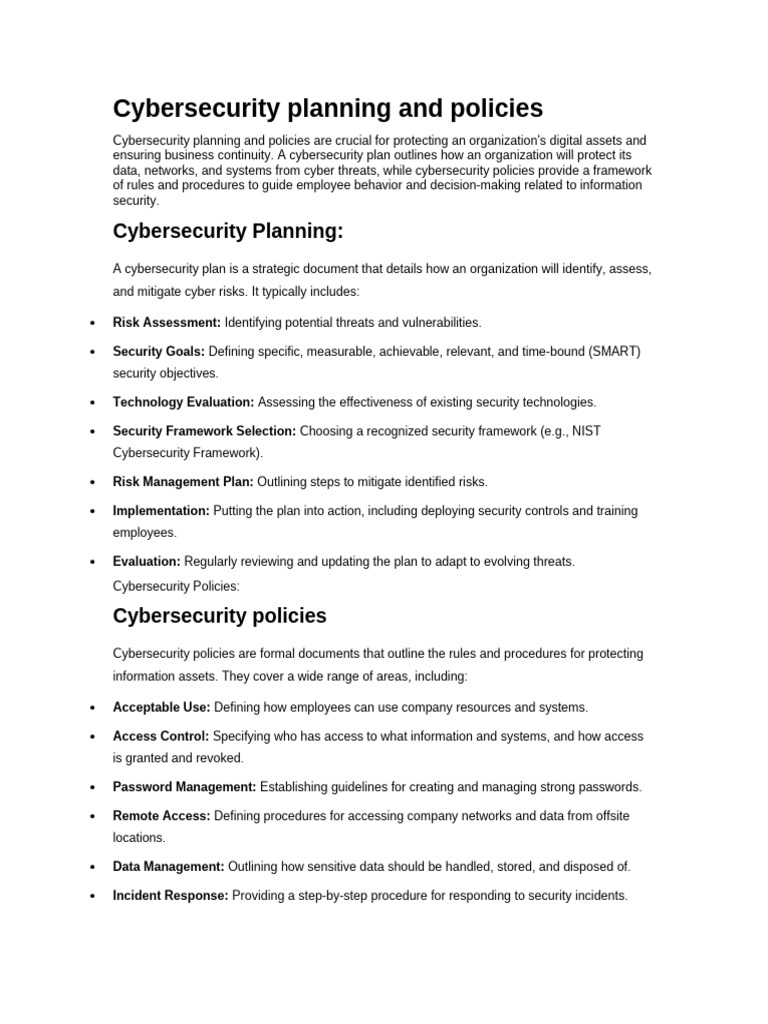 Cybersecurity Planning and Policies | PDF | Security | Computer Security