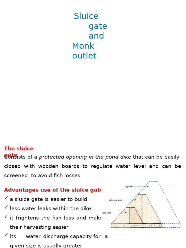 Sluice Gate and Monk Outlet Overview | PDF | Concrete | Levee