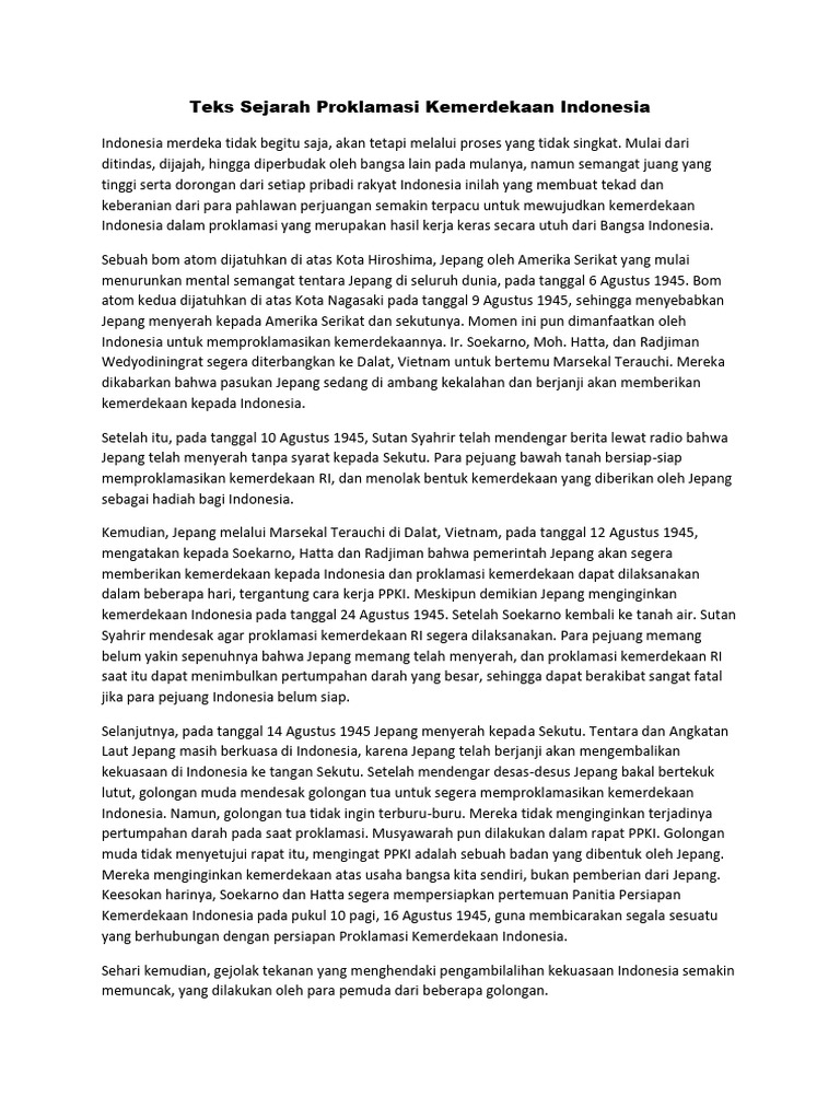 Sejarah Proklamasi Kemerdekaan RI | PDF