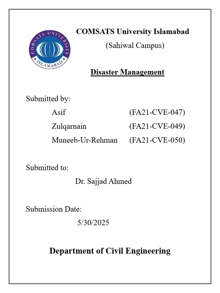 Disaster Management Assignment No#4 | PDF | Landslide | Natural Environment