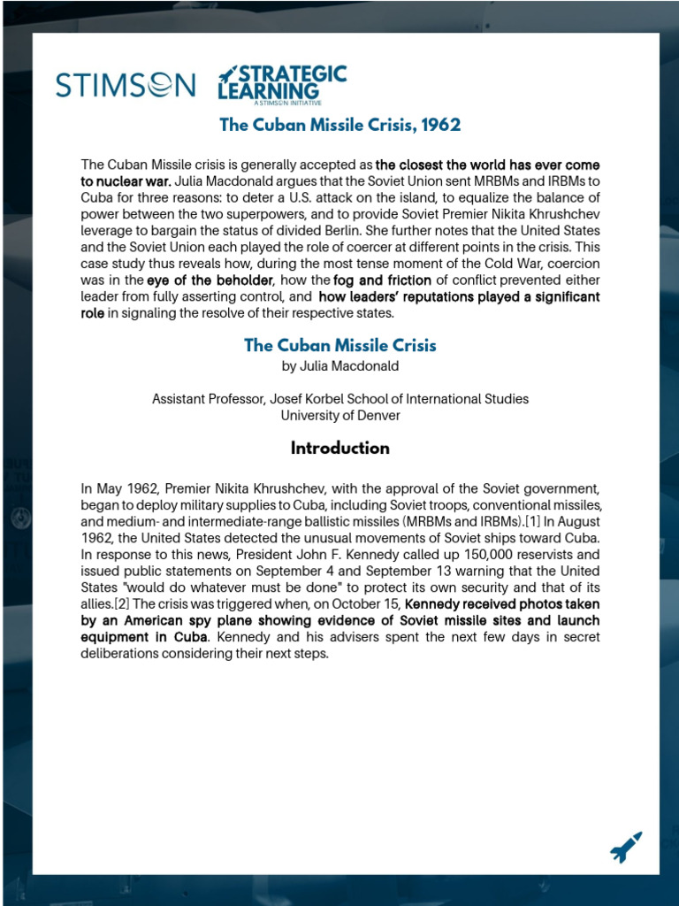 Cuban Missile Crisis: Coercion Dynamics | PDF | Cuban Missile Crisis ...