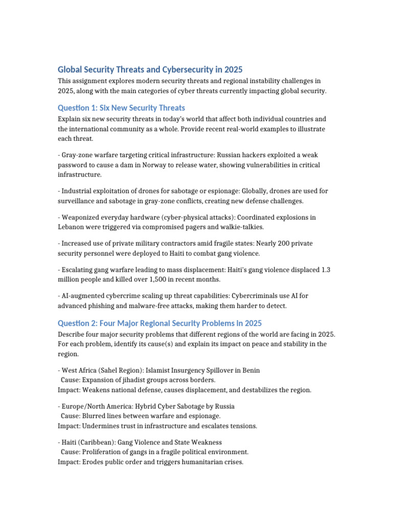 Cybersecurity Threats and Challenges 2025 | PDF | Computer Security ...
