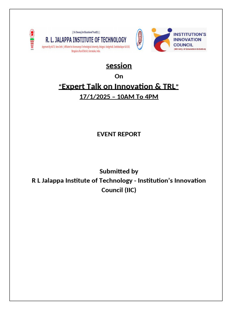 Expert Talk on Innovation & TRL Insights | PDF | Human Communication ...