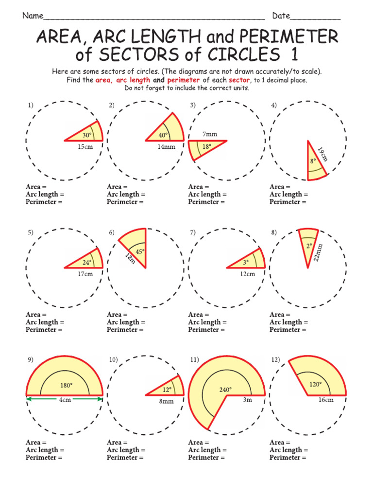 Length of Arc & Area of Sector | PDF