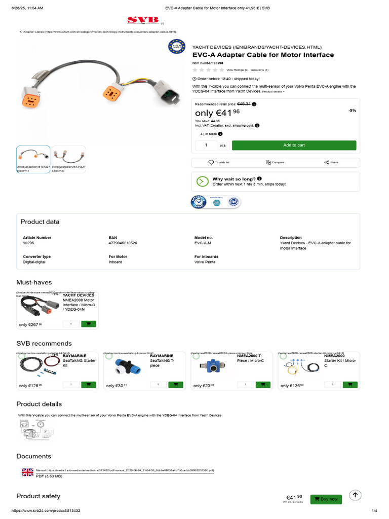EVC-A Adapter Cable For Motor Interface Only 41,96 - SVB | PDF ...