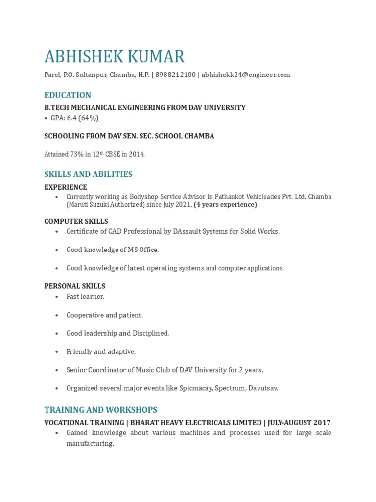 Abhishek CV | PDF