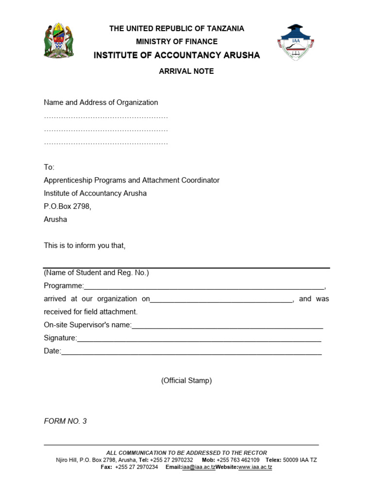 67fe3bde7b86b - Form 3 Arrival Note | PDF