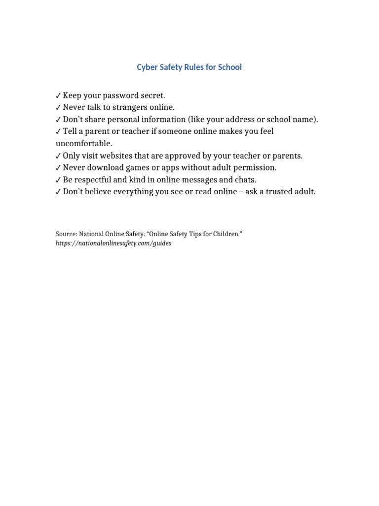 Cyber Safety Rules for Kids | PDF