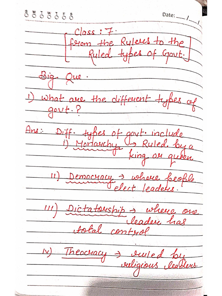 From The Ruler To The Rule Types of Govt. BIG QUES. Class 7 | PDF