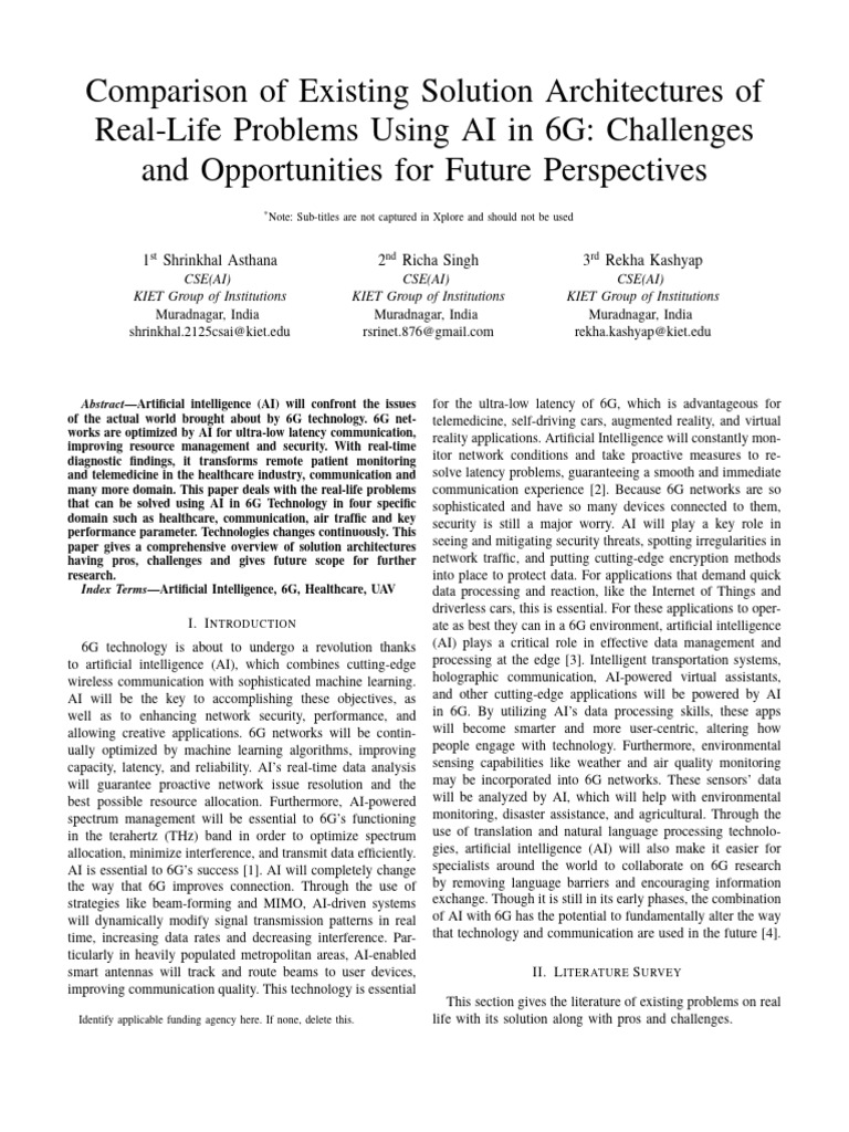 AI Solutions for 6G Communication Challenges | PDF | Artificial ...