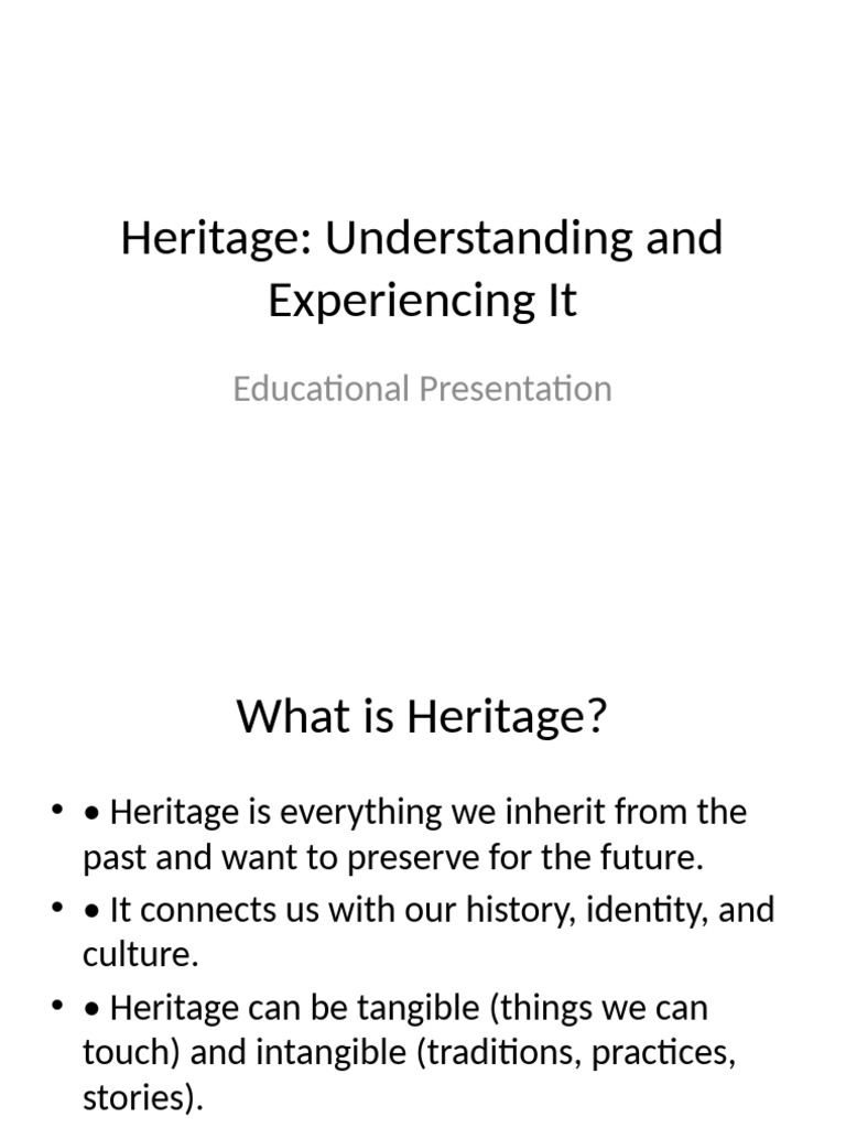 Heritage Education and Preservation Guide | PDF