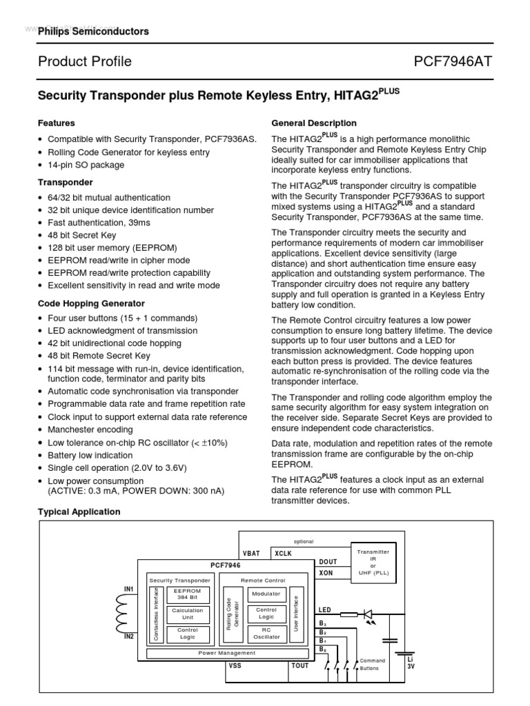 PCF 7946 at | PDF | Remote Control | Bit Rate