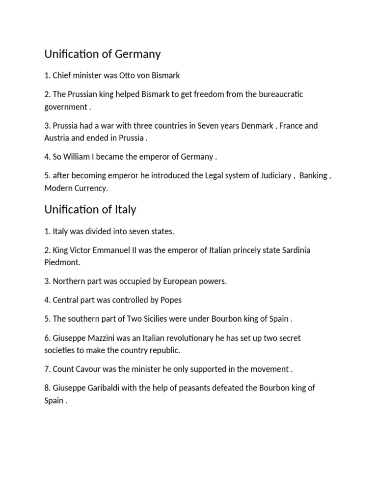 Unification of Germany and Italy | PDF