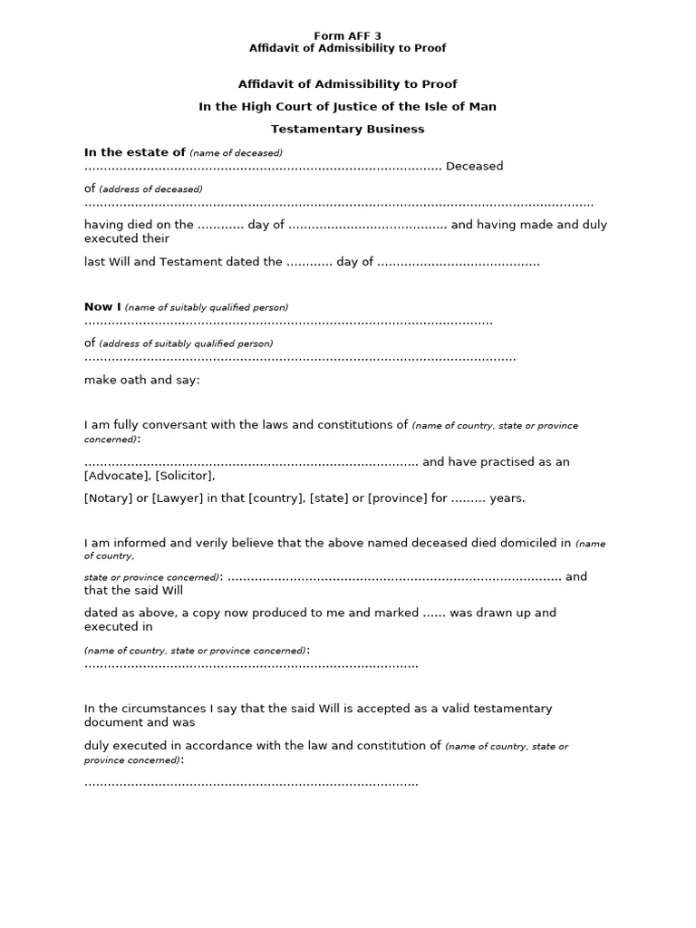 Aff 3 Affidavit of Admissibility To Proof | PDF