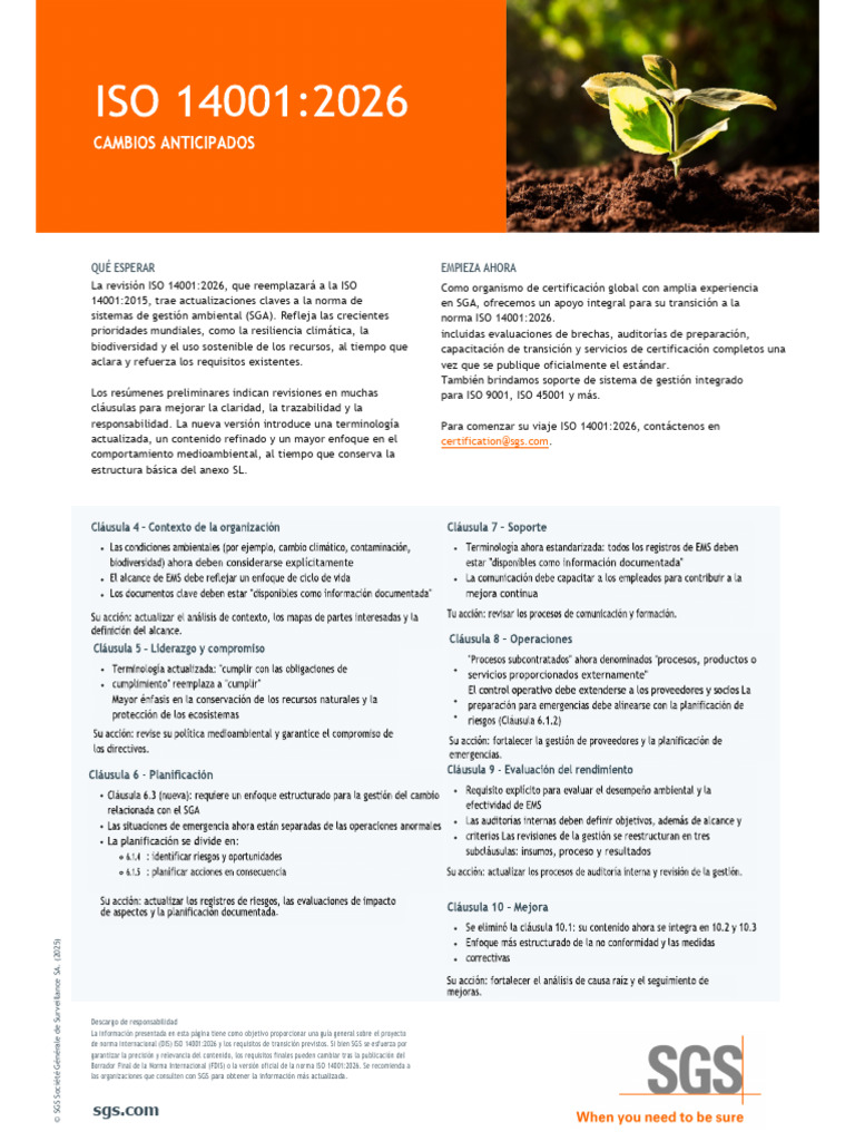 SGS - Flyer ISO 14001-2006 - ES | PDF | Organización internacional para ...