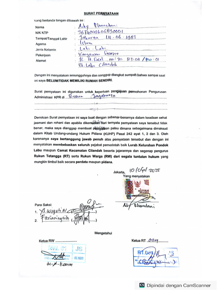 Pernyataan Ady | PDF