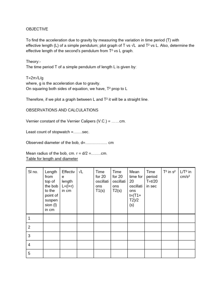 Simple Pendulum Experiment Guide | PDF