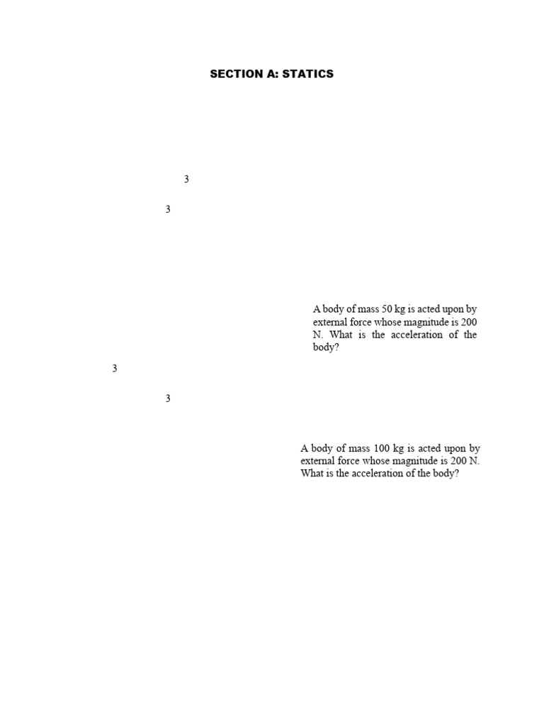 Sample Questions For ME 256 | PDF | Force | Mass