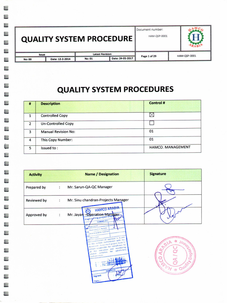 Quality System Document Control Procedure | PDF | Computer File | Audit
