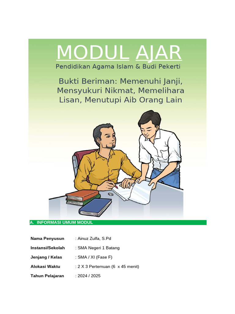 MA BAB 2 Bukti Beriman Memenuhi Janji, Mensyukuri Nikmat, Memelihara ...